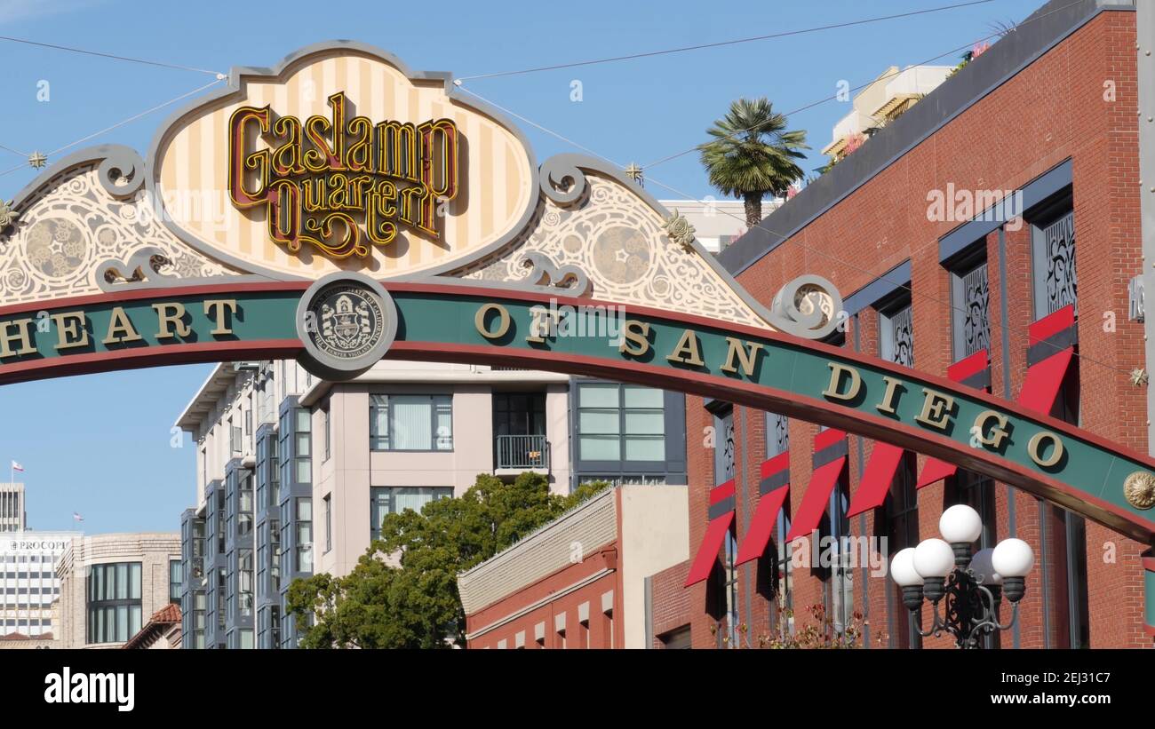 SAN DIEGO, CALIFORNIA USA - 13 FEB 2020: Gaslamp Quarter historic ...