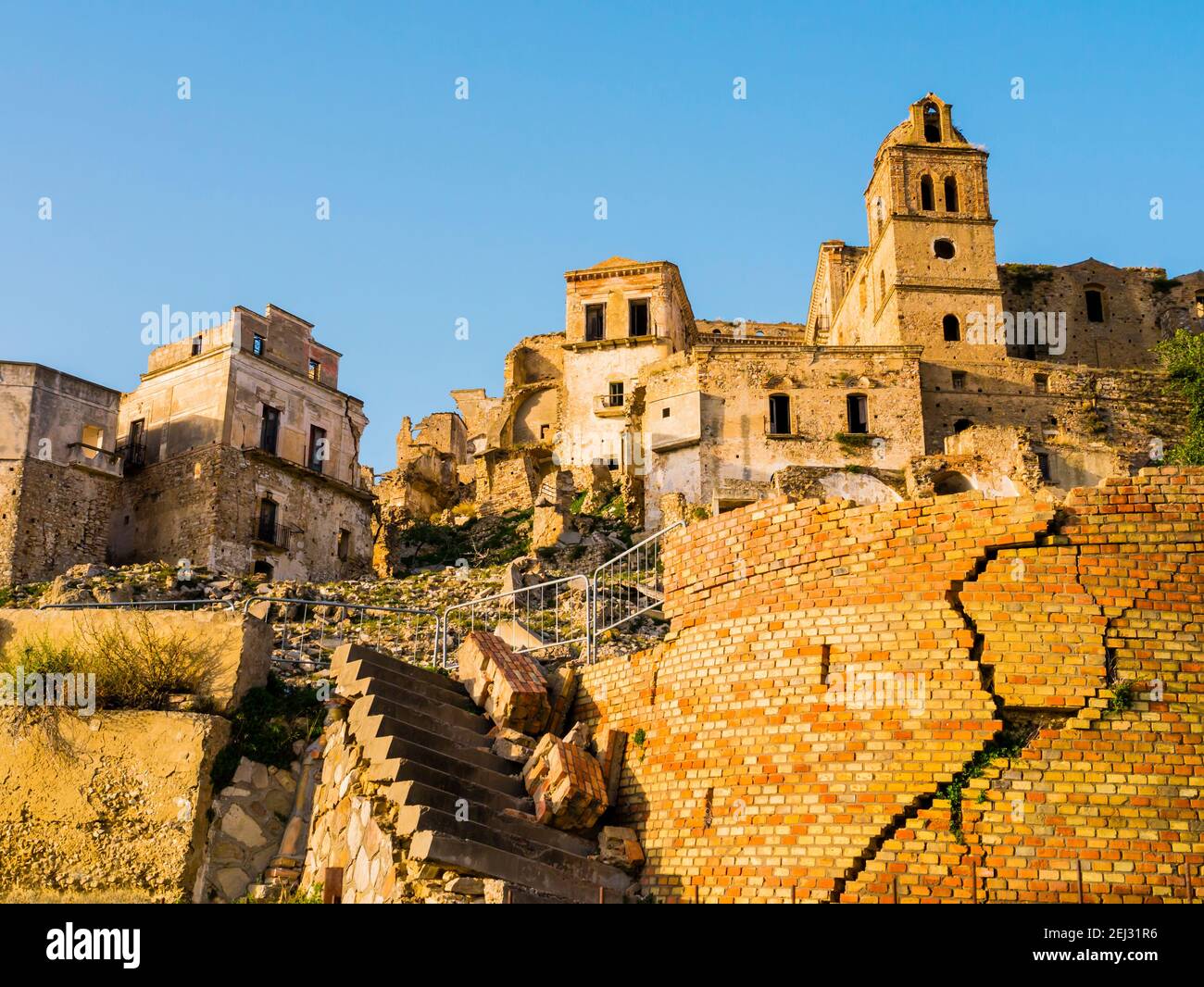 Dramatic view of Craco ruins, ghost town abandoned after a landslide ...