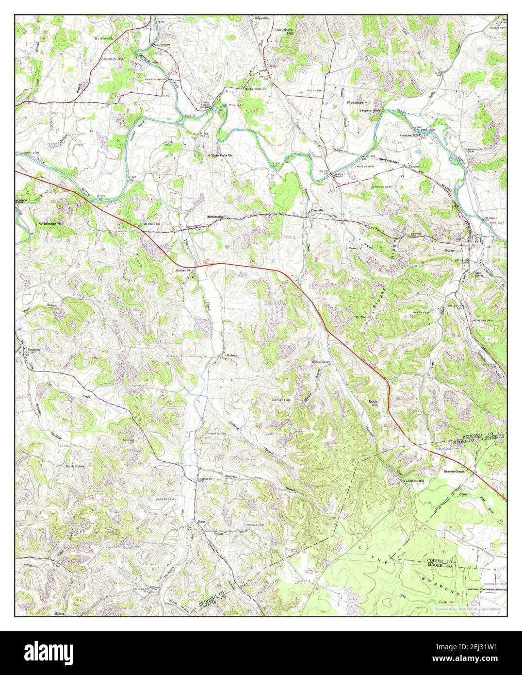 Normandy, Tennessee, map 1947, 1:24000, United States of America by ...
