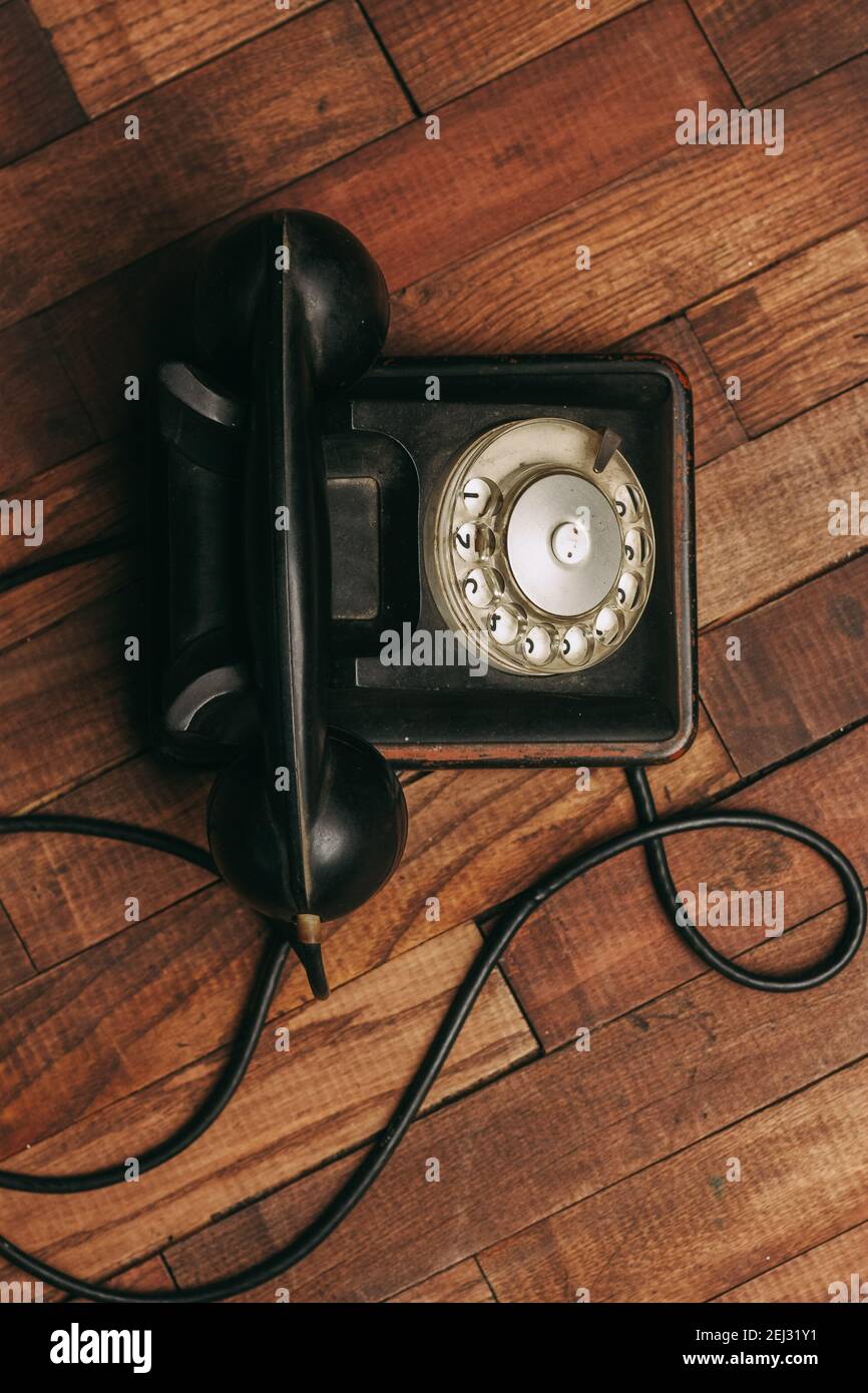 black retro telephone classic style old fashion technology Stock Photo ...