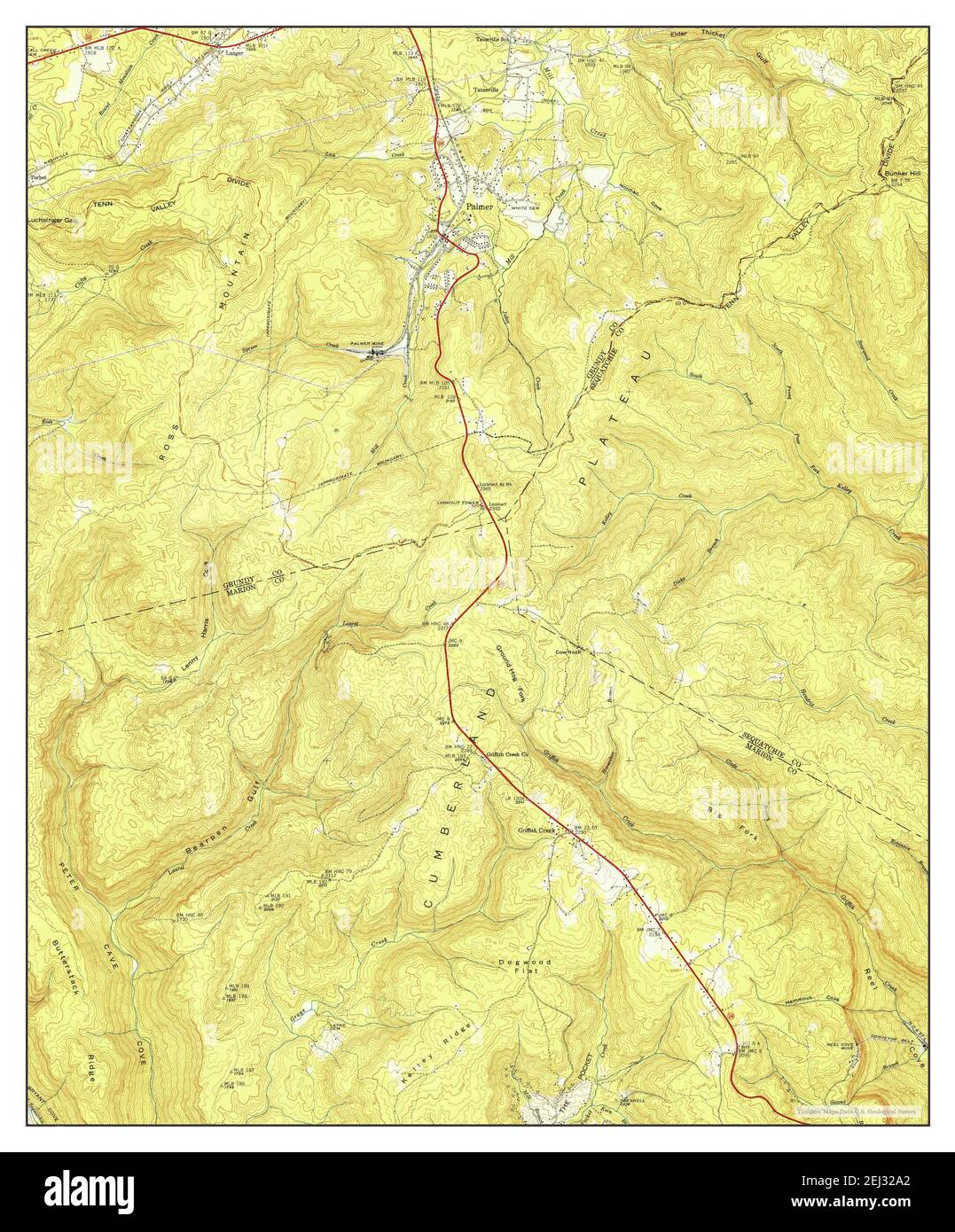 Palmer, Tennessee, map 1950, 1:24000, United States of America by ...