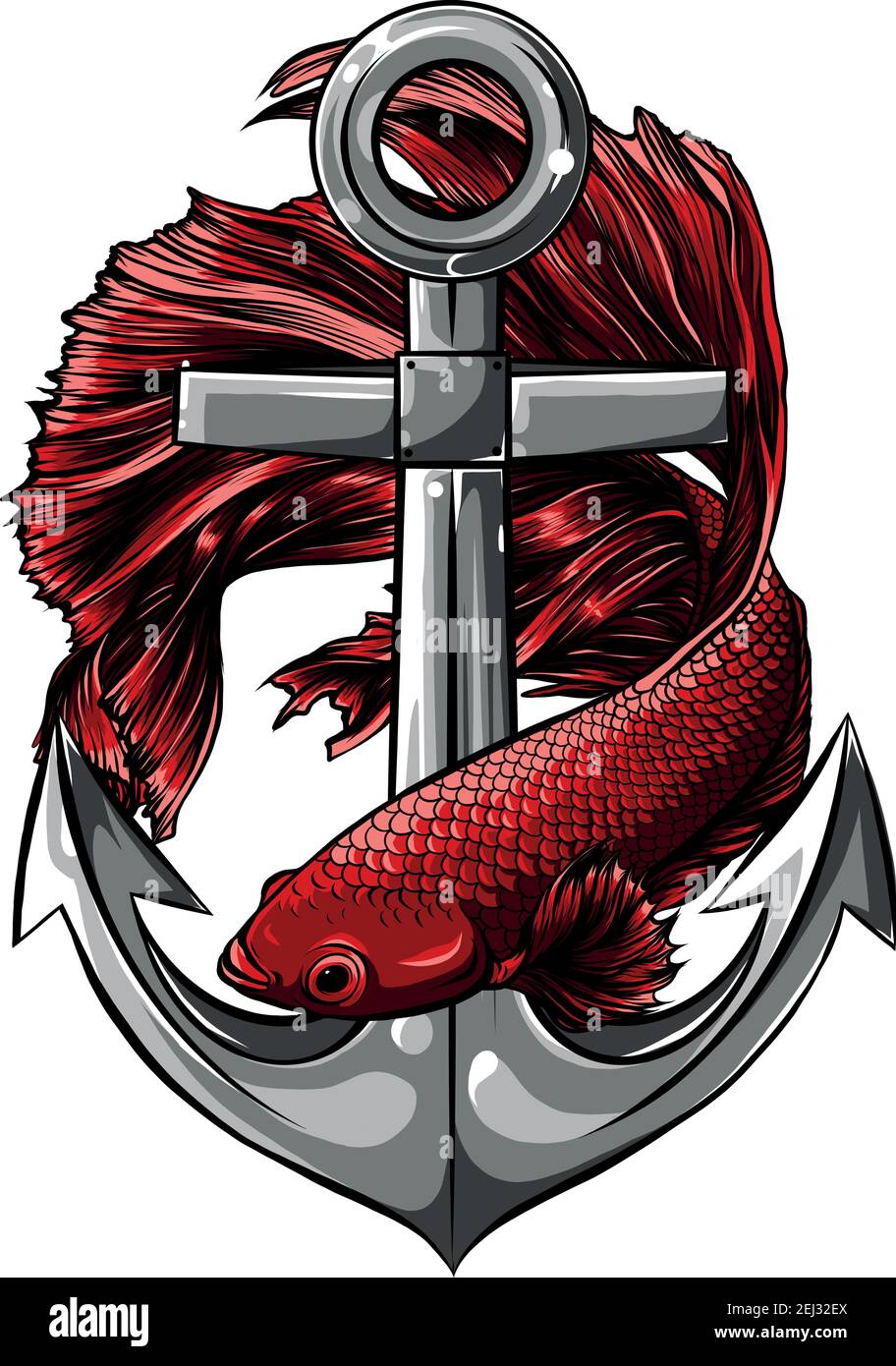 fish around the anchor vector illustration design Stock Vector Image ...
