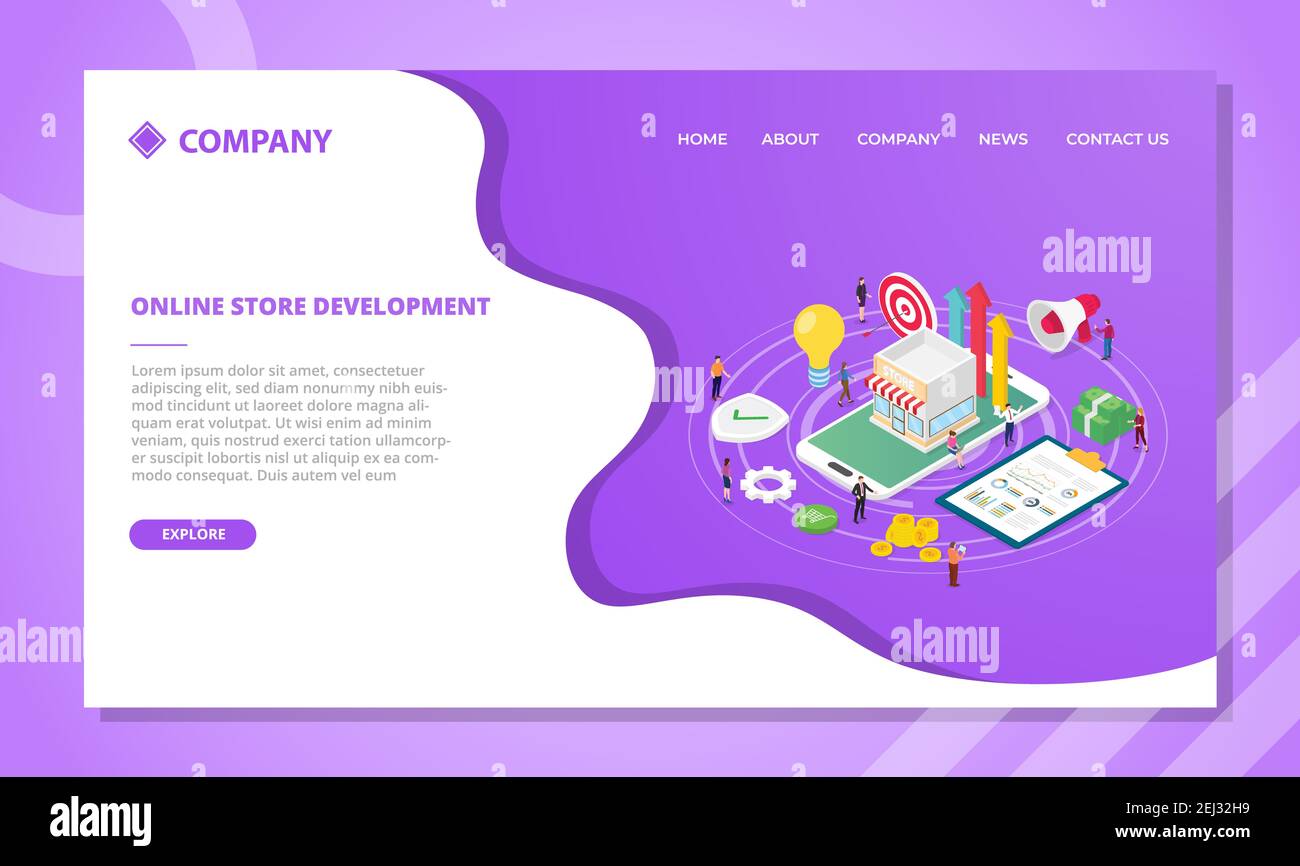 concept for website template or landing homepage design with isometric ...
