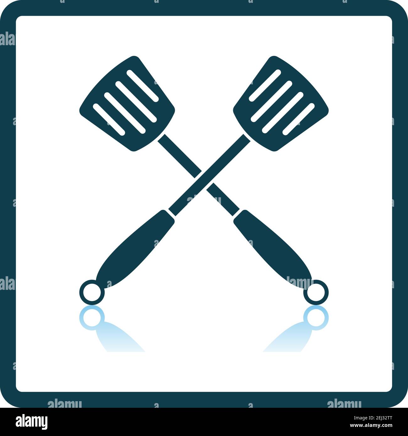 Crossed Frying Spatula. Square Shadow Reflection Design. Vector ...