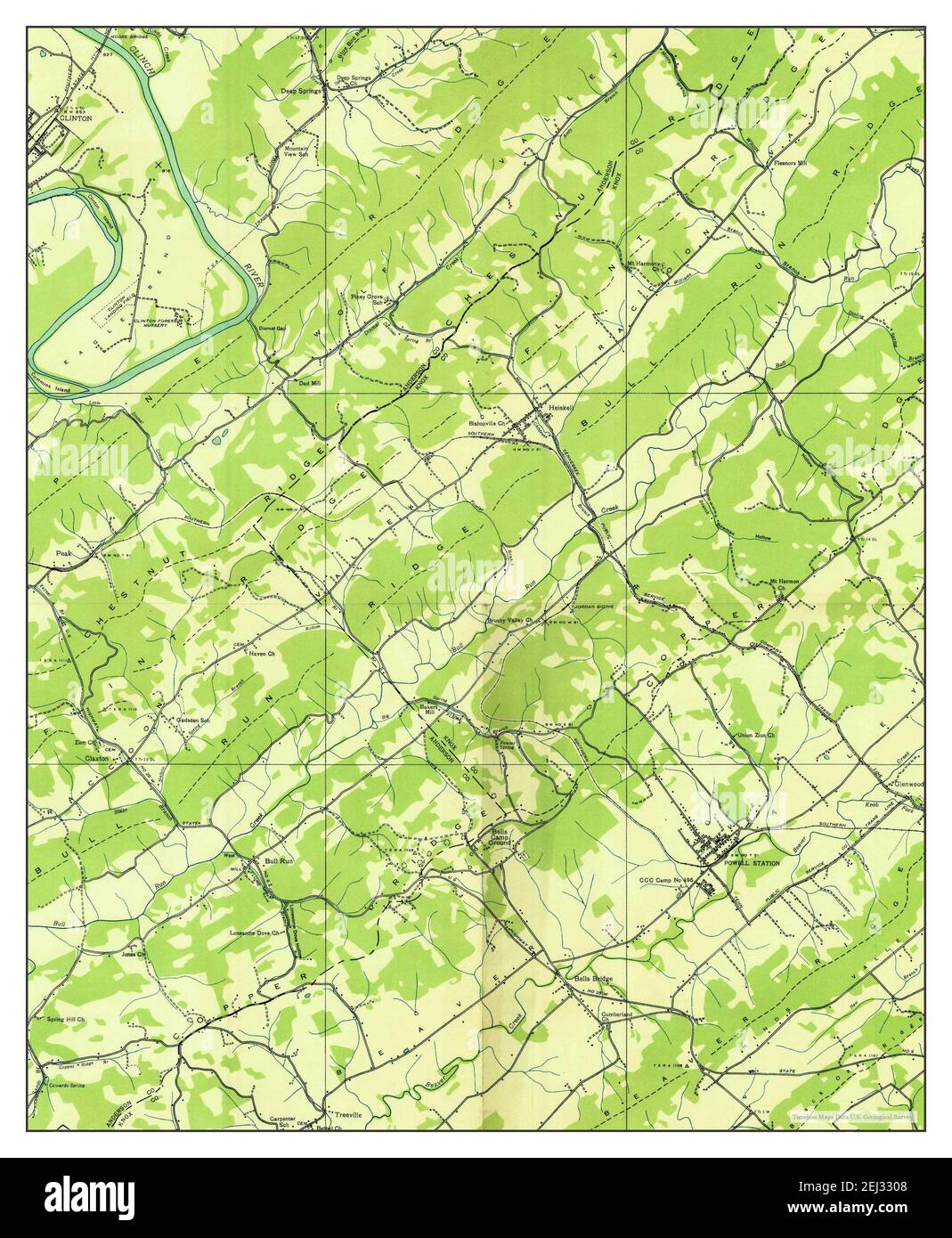 Powell Station, Tennessee, map 1936, 1:24000, United States of America ...