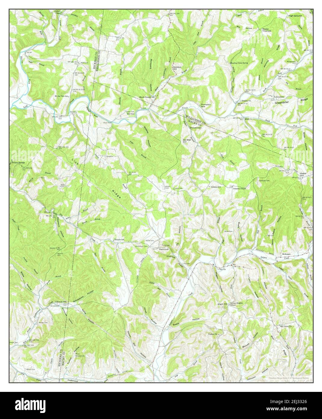 Primm Springs, Tennessee, map 1951, 1:24000, United States of America ...