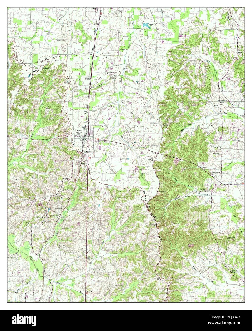 Puryear, Tennessee, map 1950, 1:24000, United States of America by ...