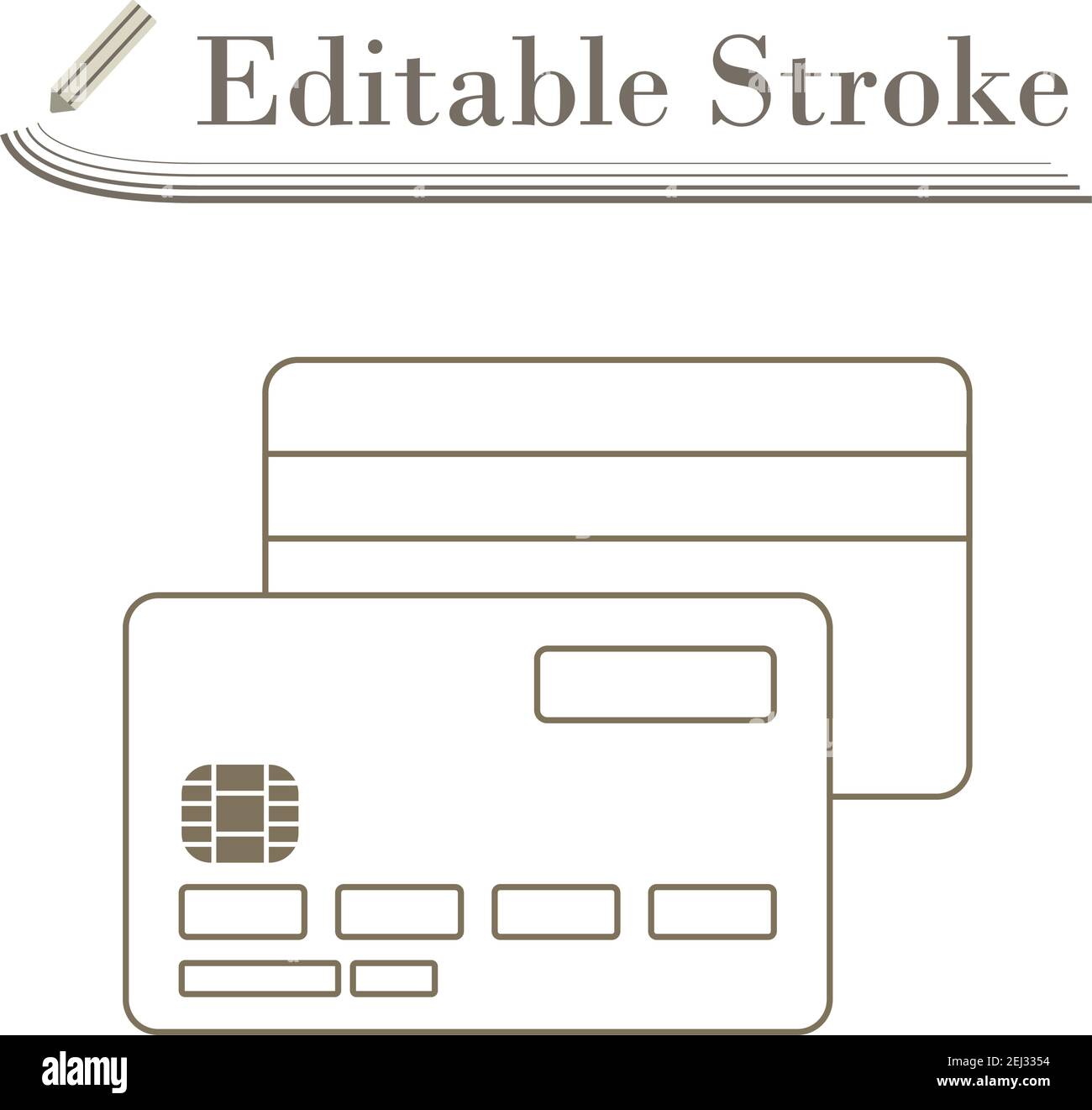 Front And Back Side Of Credit Card Icon. Editable Stroke Simple Design ...