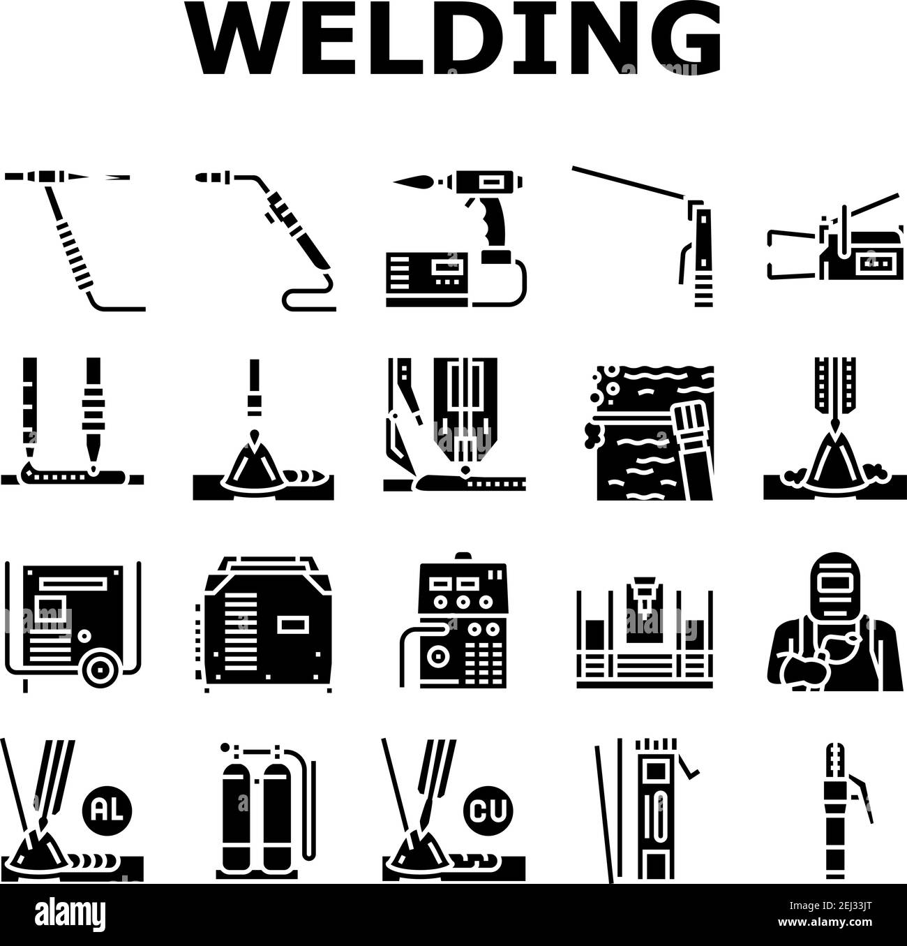 Welding Machine Tool Collection Icons Set Vector Stock Vector Image ...