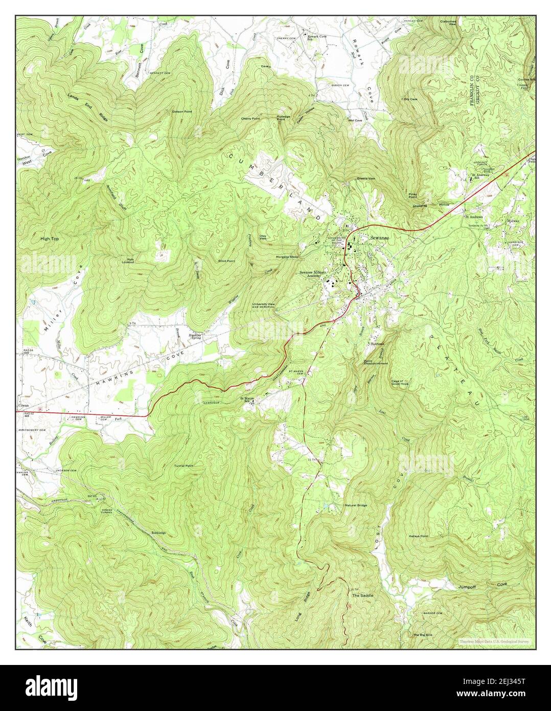 Sewanee, Tennessee, map 1946, 1:24000, United States of America by ...