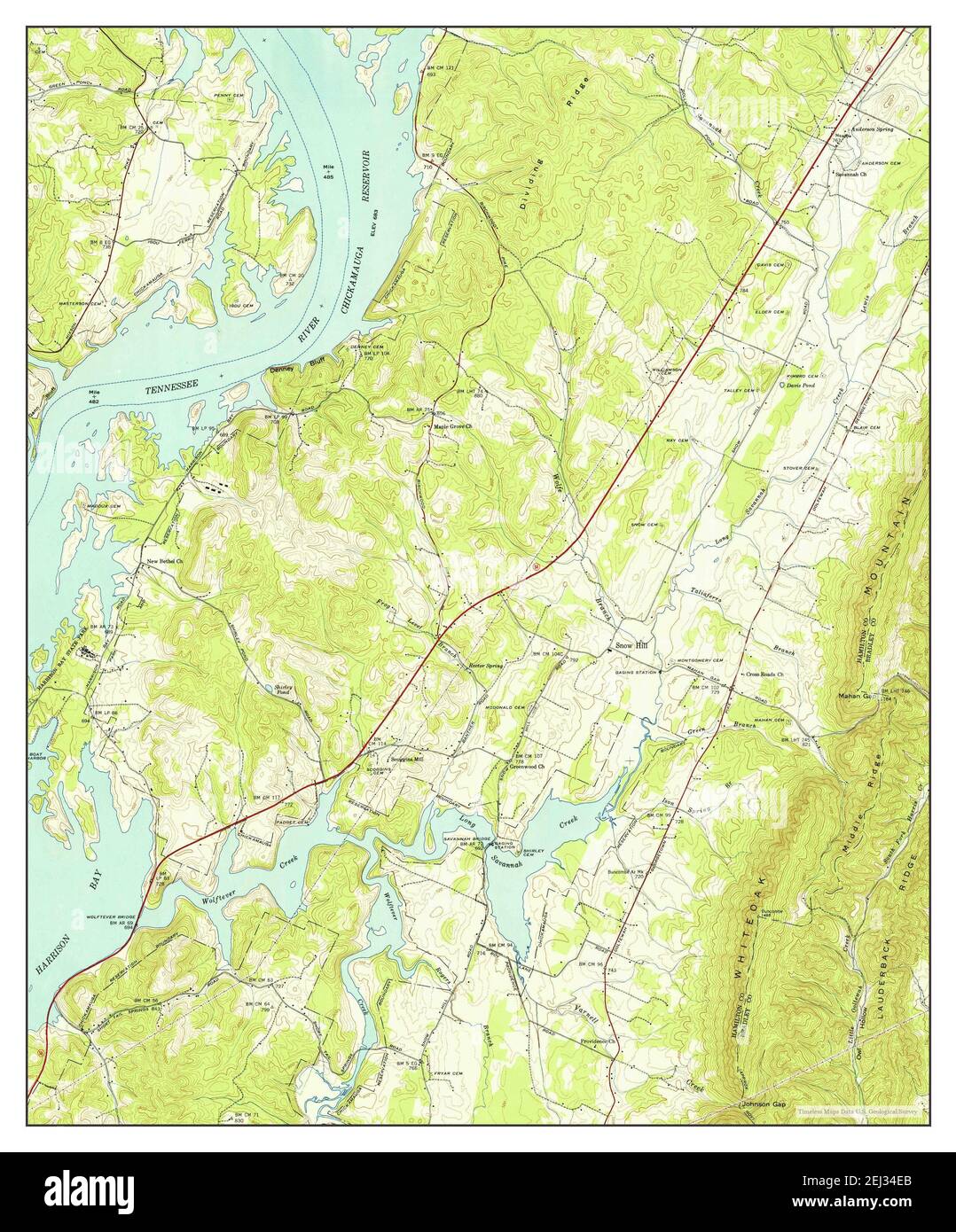 Snow Hill, Tennessee, map 1942, 1:24000, United States of America by ...