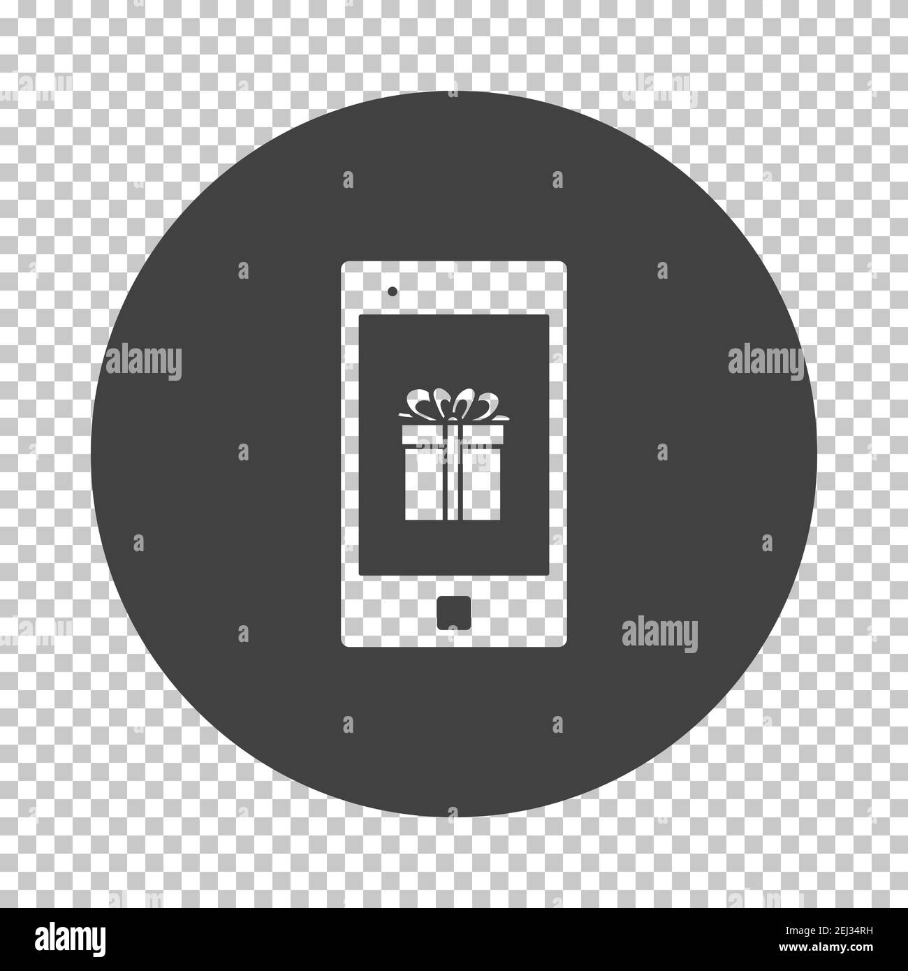 Smartphone With Gift Box On Screen Icon. Subtract Stencil Design on ...