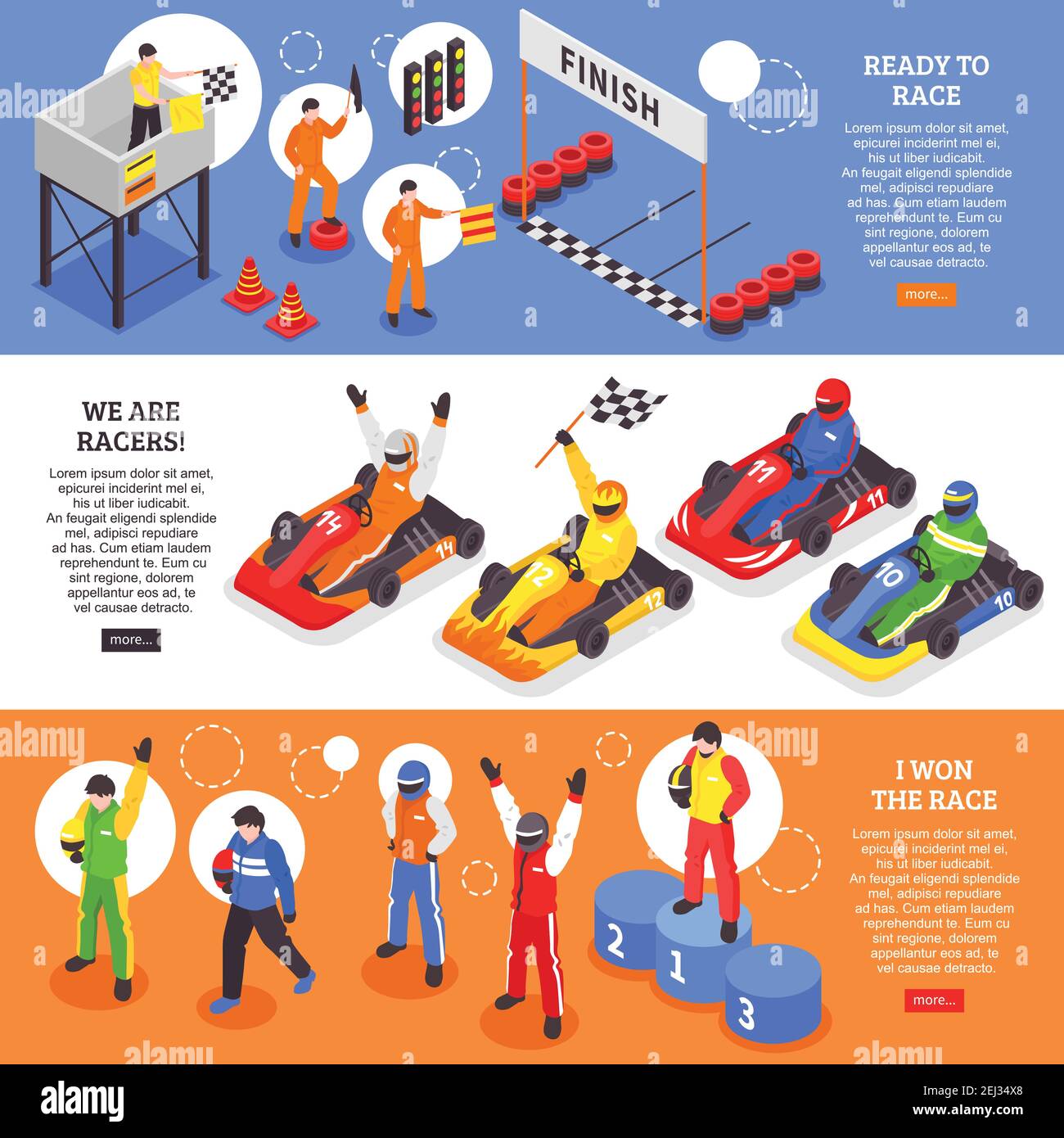 Isometric carting horizontal banners set with human characters of cart ...