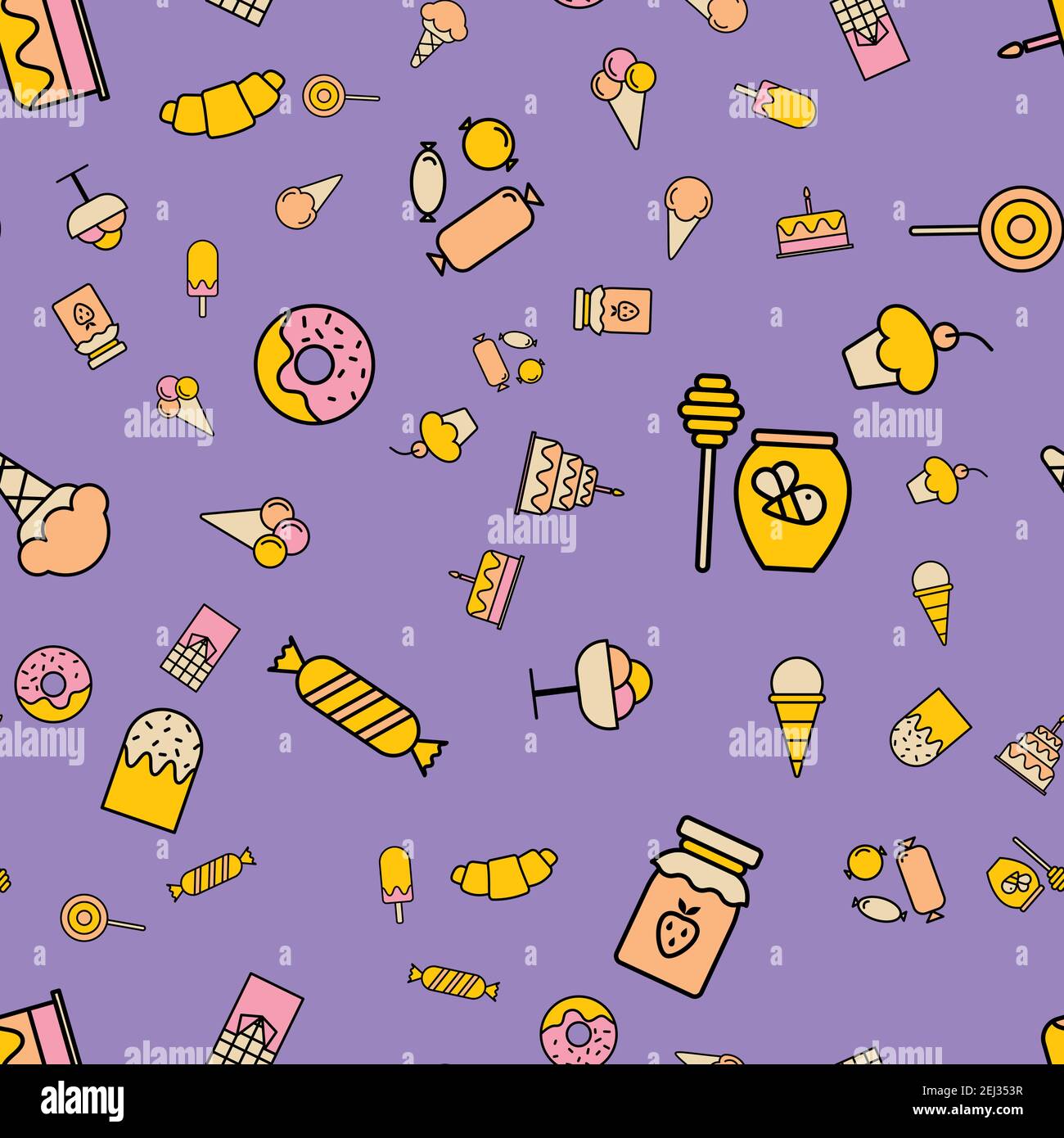 Simple Food and Drink Icon Seamless Pattern Background. Vector ...