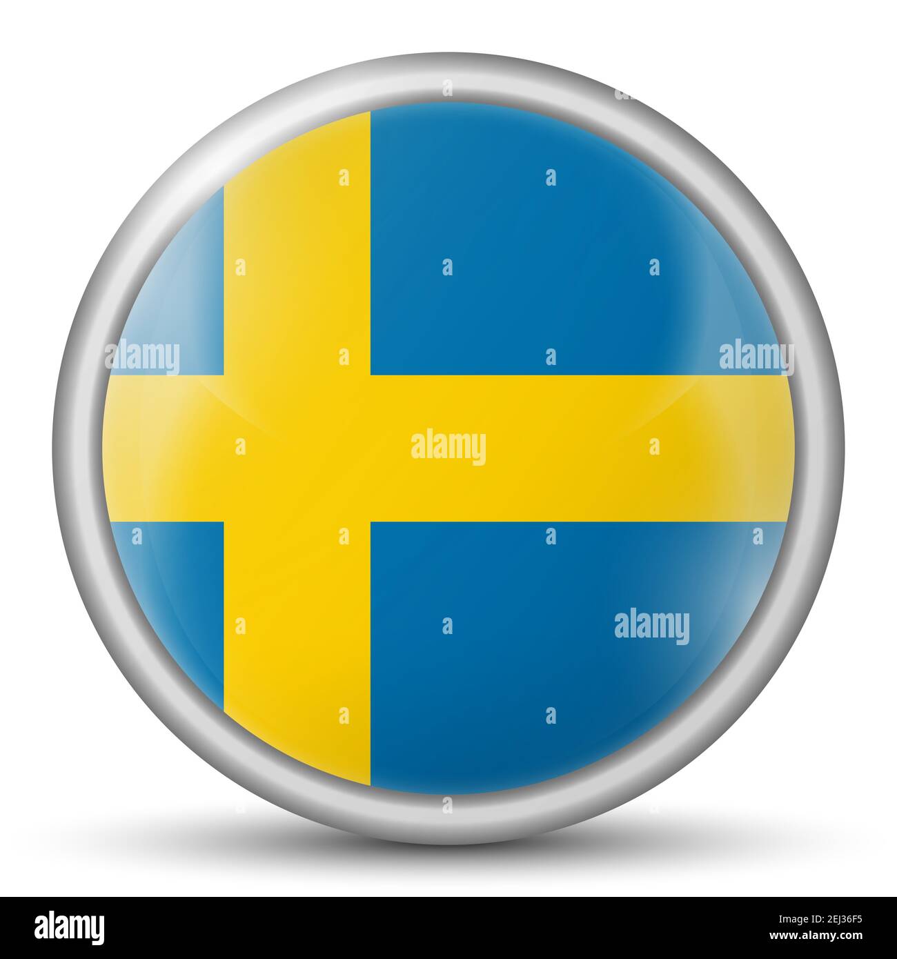 Glass light ball with flag of Sweden. Round sphere, template icon ...