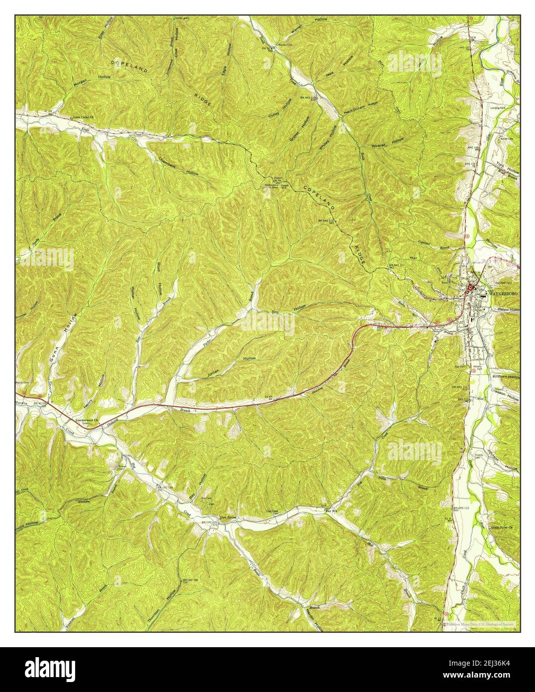 Waynesboro, Tennessee, map 1951, 1:24000, United States of America by ...