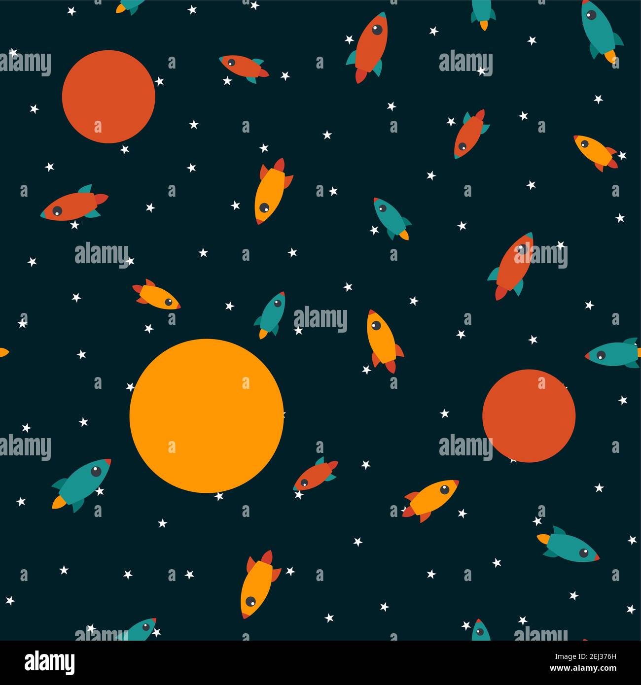 Rocket in space seamless pattern background. Vector Illustration Stock ...