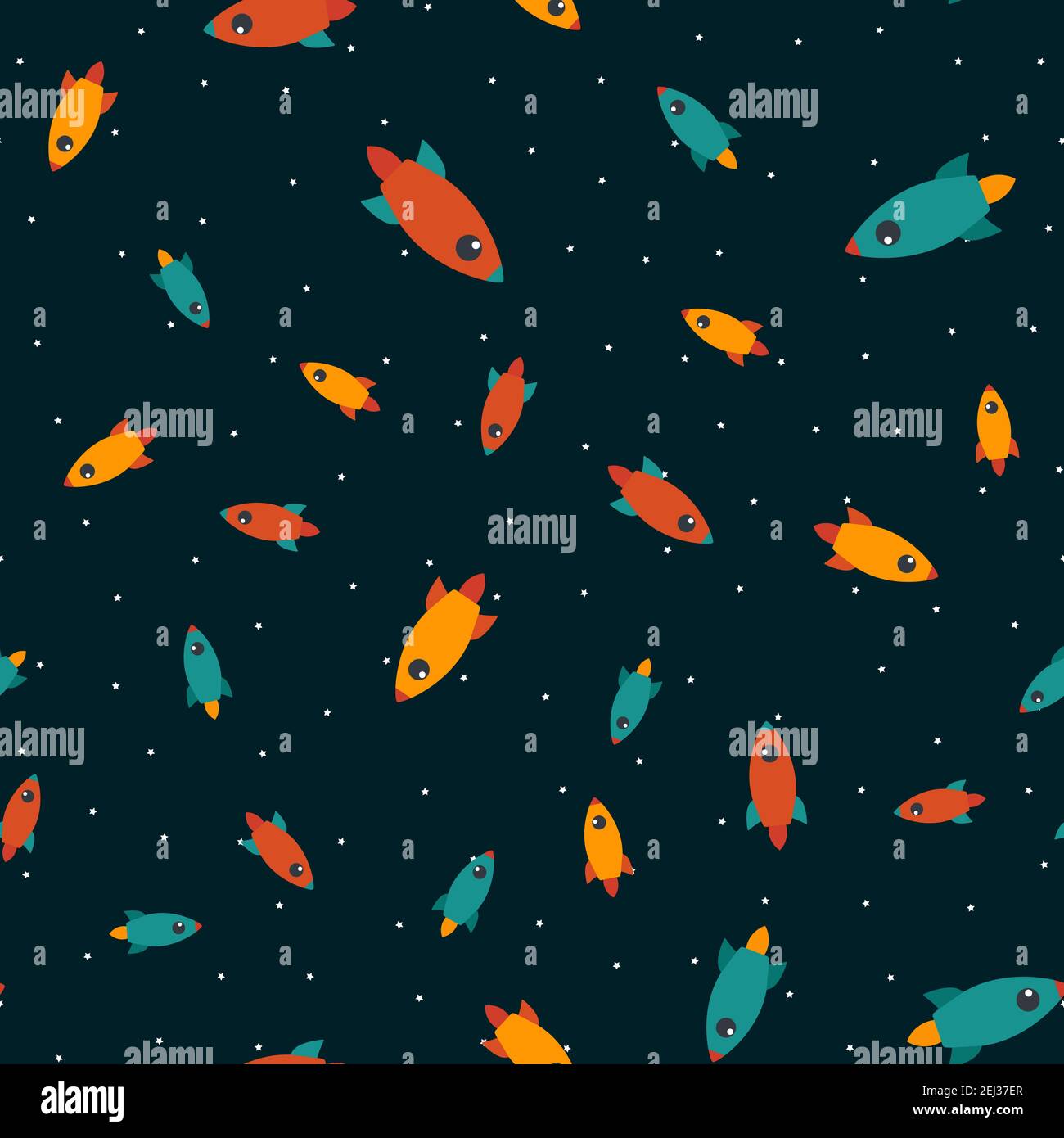 Rocket in space seamless pattern background. Vector Illustration Stock ...