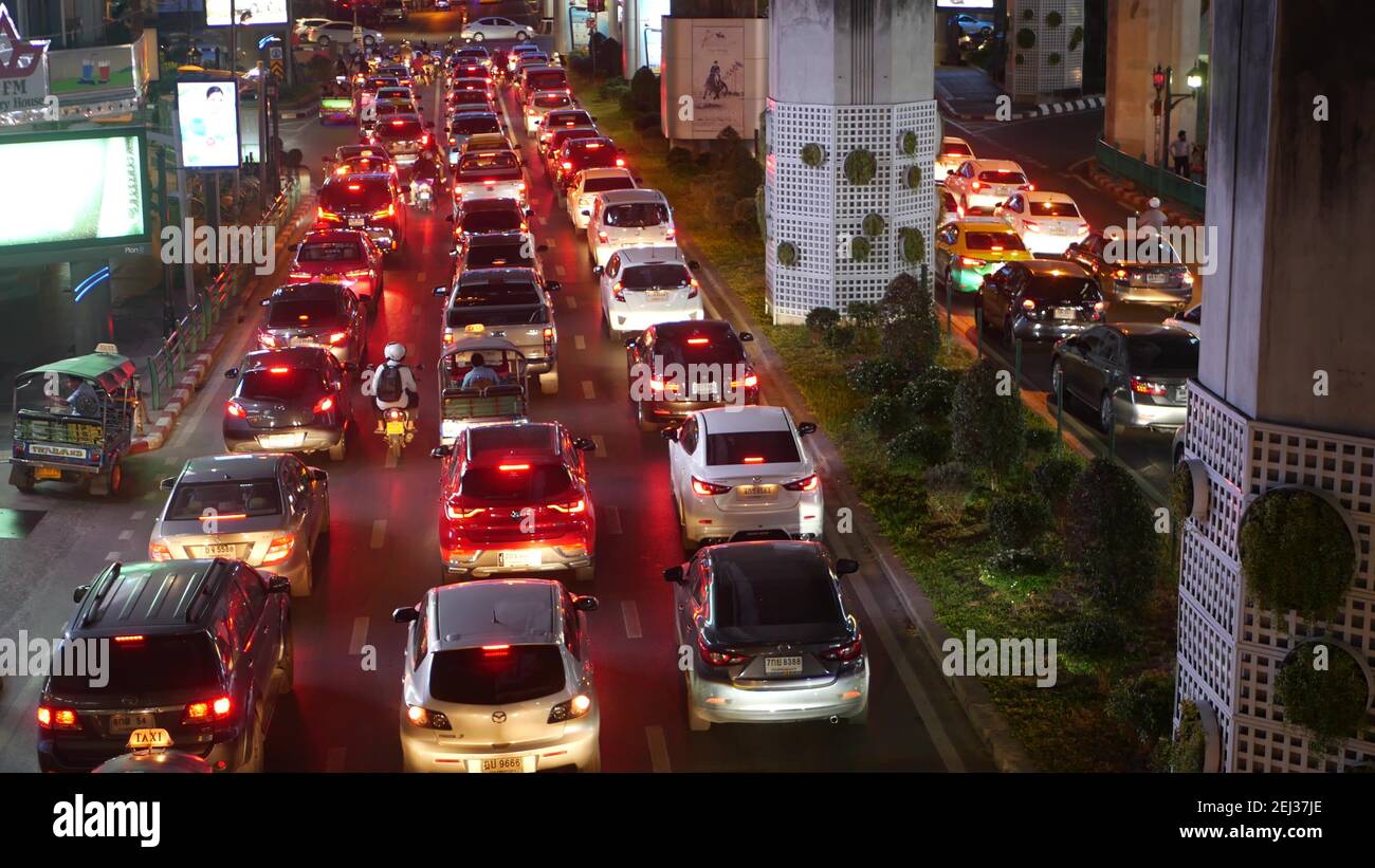 Bangkok cars congestion jam road street thai thailand traffic travel hi ...