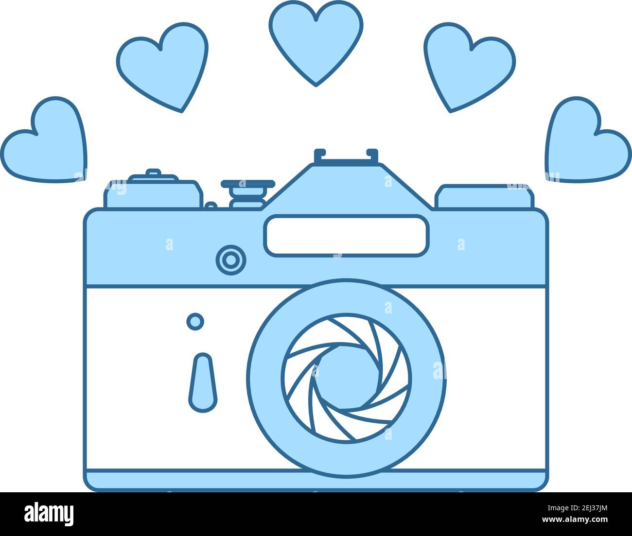 Camera With Hearts Icon. Thin Line With Blue Fill Design. Vector ...