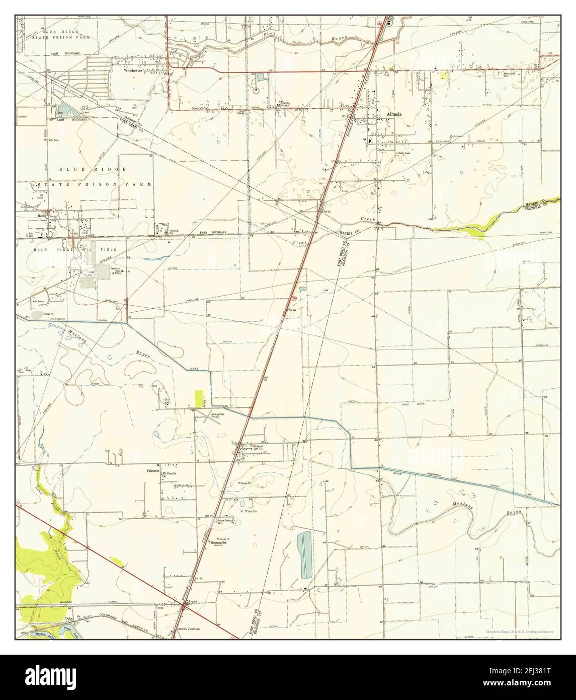 Almeda, Texas, map 1955, 1:24000, United States of America by Timeless ...