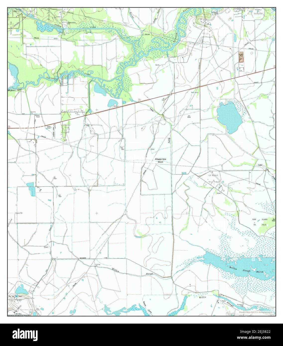 Alligator Hole Marsh, Texas, map 1993, 1:24000, United States of ...