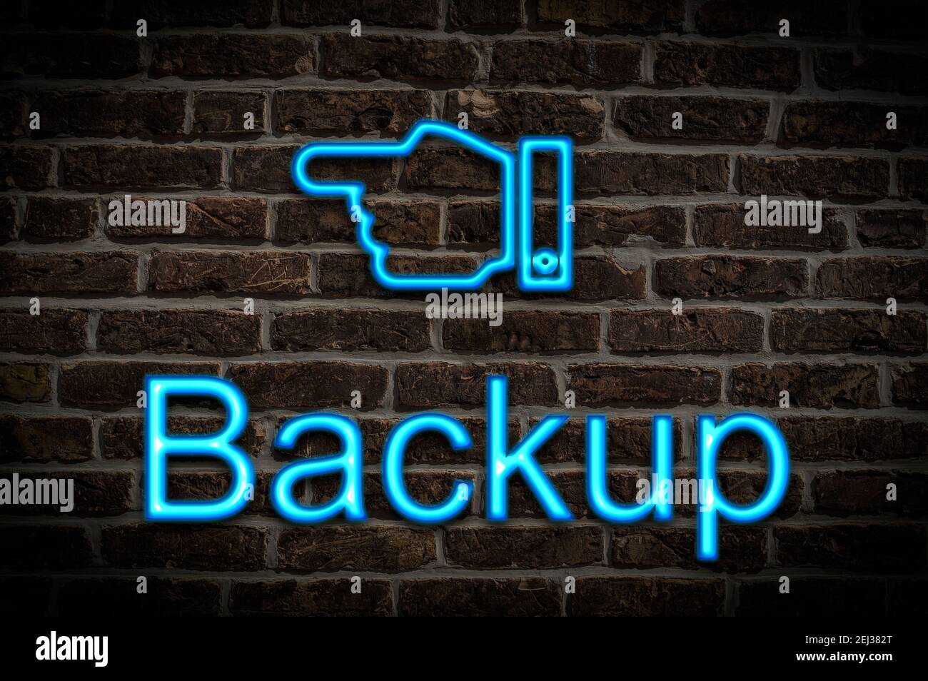 Detail photo of a neon sign on a wall with the title backup Stock Photo ...