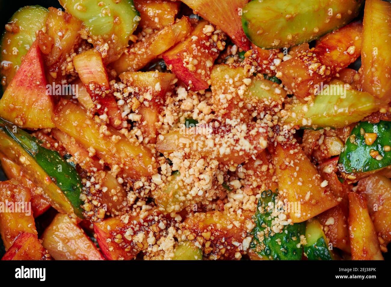 Penang Rojak close up. Malaysian or indonesian cuisine fruits and ...