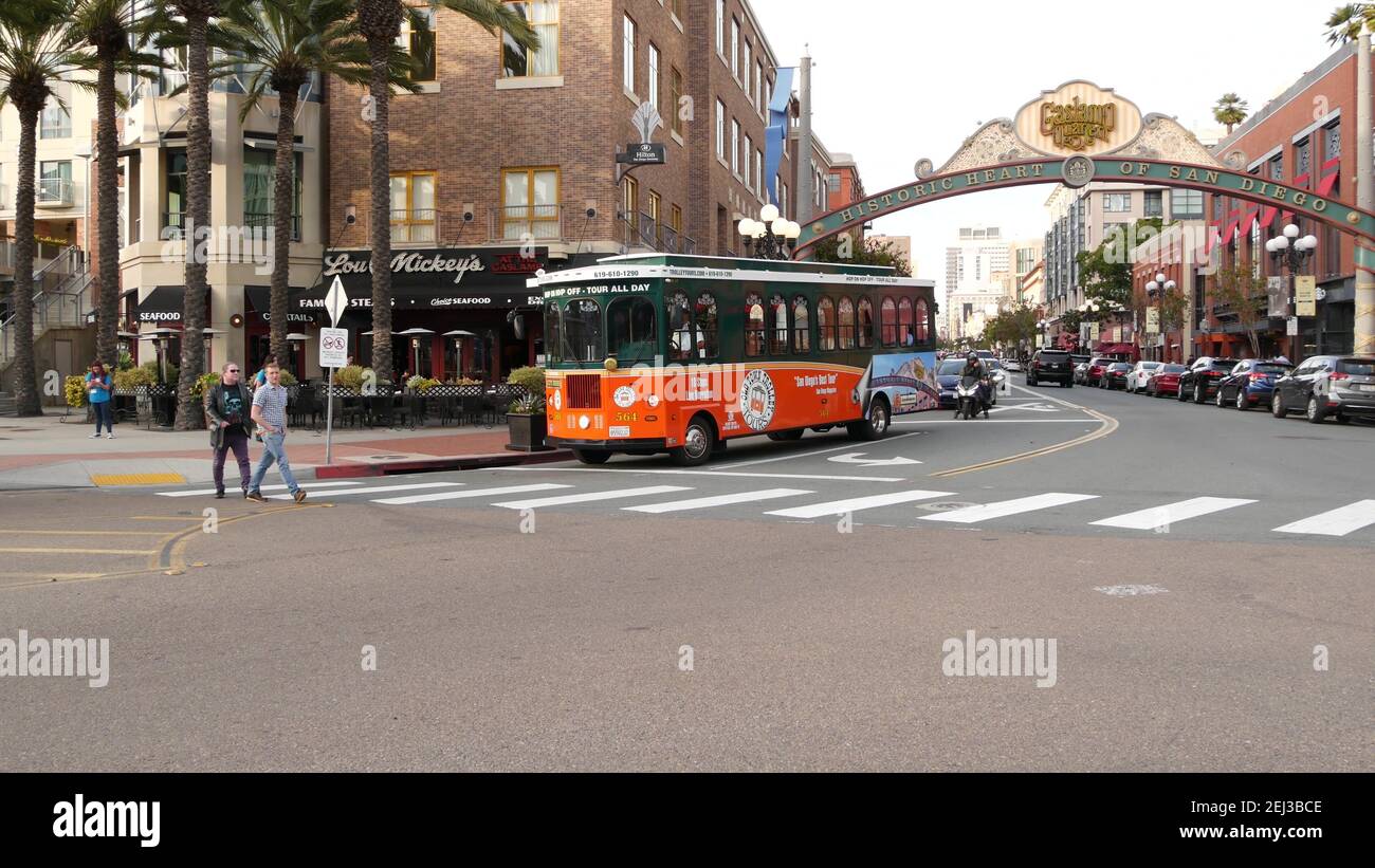 SAN DIEGO, CALIFORNIA USA - 30 JAN 2020: Gaslamp Quarter historic ...