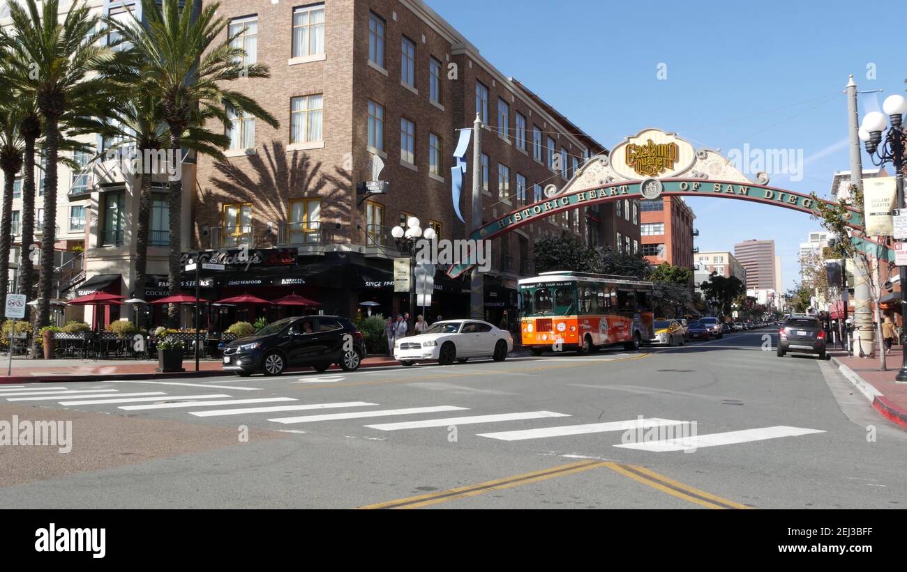 SAN DIEGO, CALIFORNIA USA - 13 FEB 2020: Gaslamp Quarter historic ...