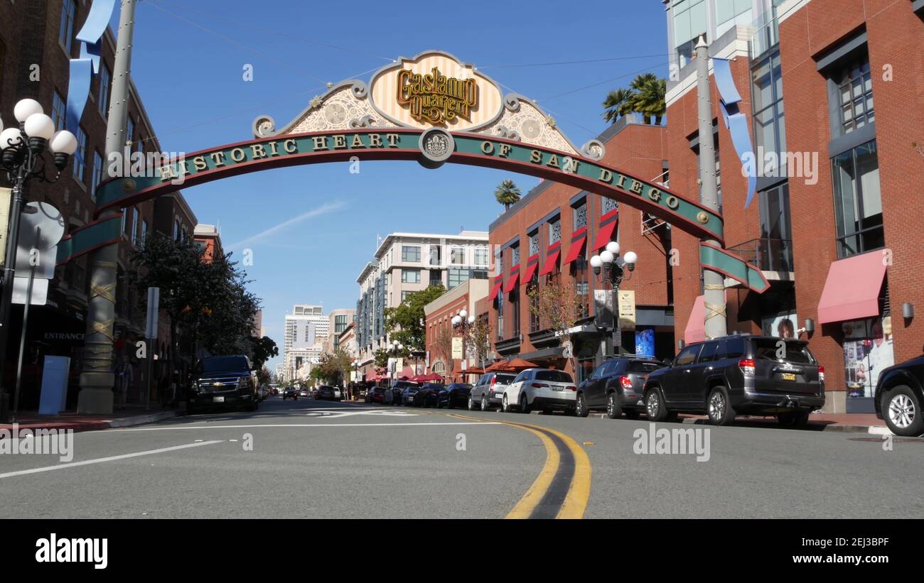 SAN DIEGO, CALIFORNIA USA - 13 FEB 2020: Gaslamp Quarter historic ...