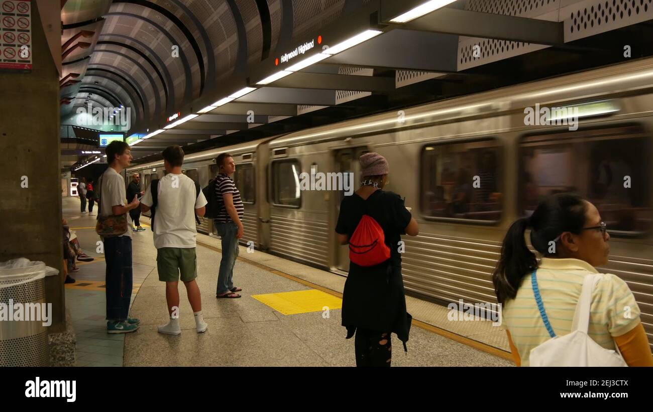 LOS ANGELES, CALIFORNIA, USA - 7 NOV 2019: Metro Rail transportation ...
