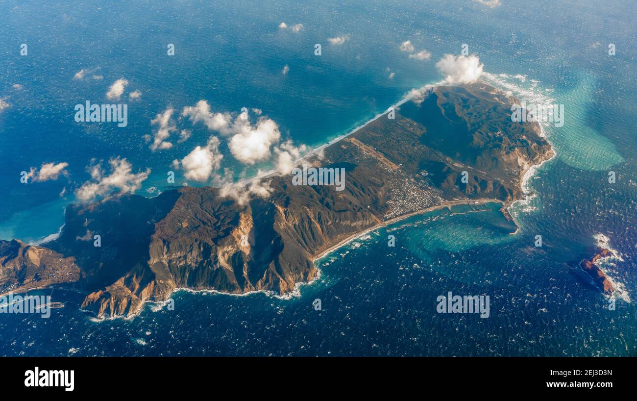 Aerial view of Niijima Island in the morning, Tokyo, Japan Stock Photo ...