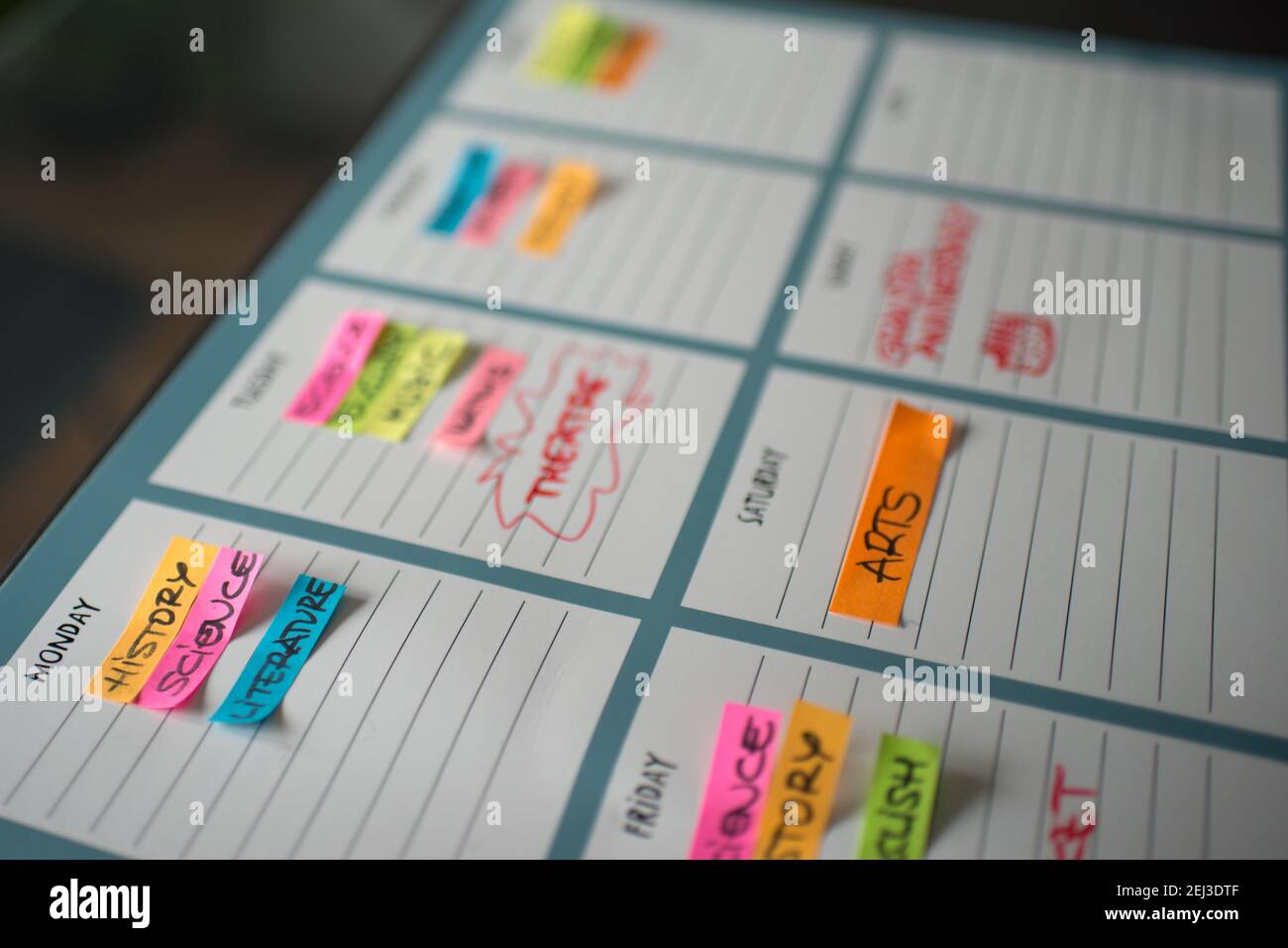 Colorful weekly timetable for scholar classes and freetime with ...