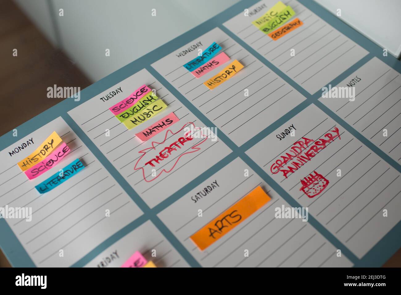 Colorful weekly timetable for scholar classes and freetime with ...