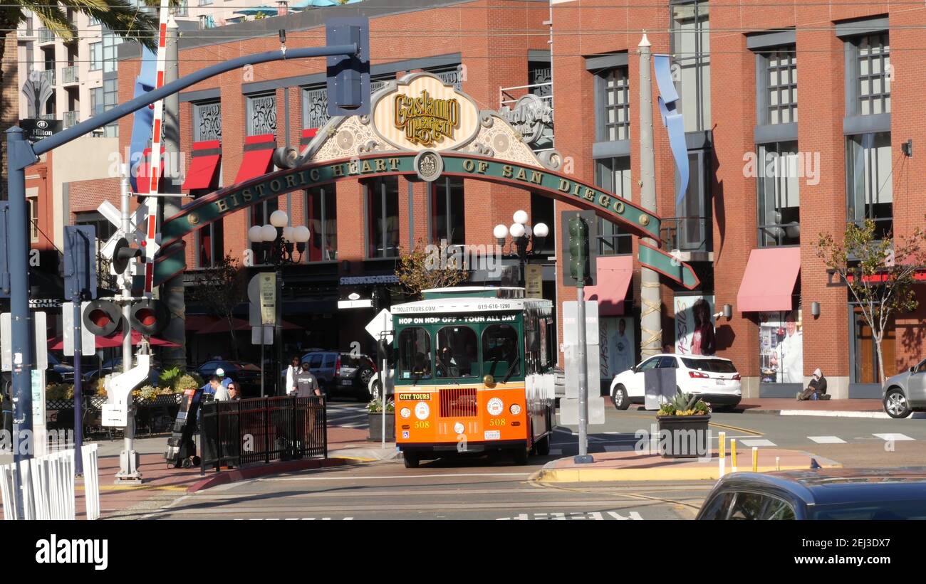 SAN DIEGO, CALIFORNIA USA - 13 FEB 2020: Gaslamp Quarter historic ...