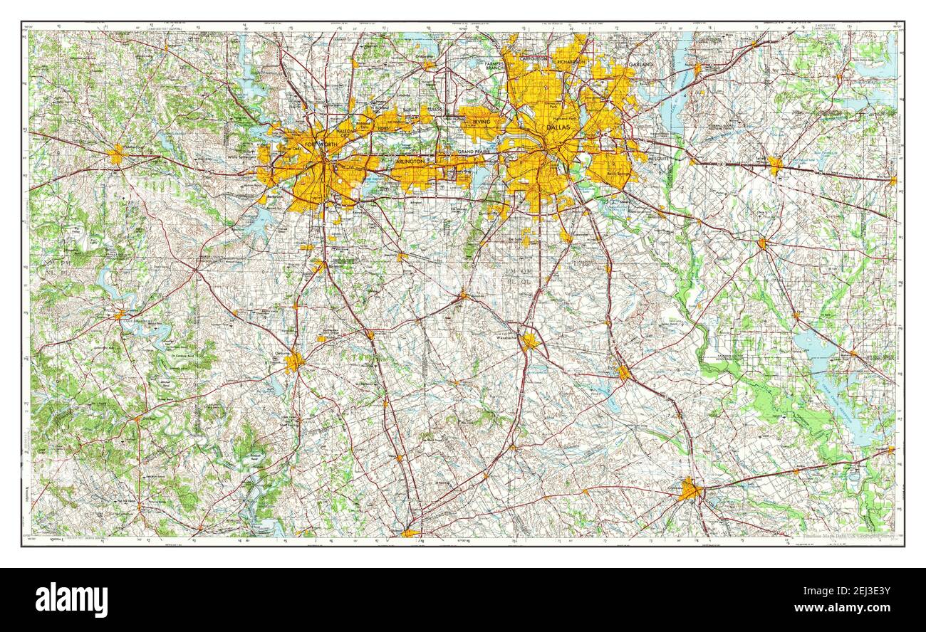 Dallas, Texas, map 1954, 1:250000, United States of America by Timeless ...