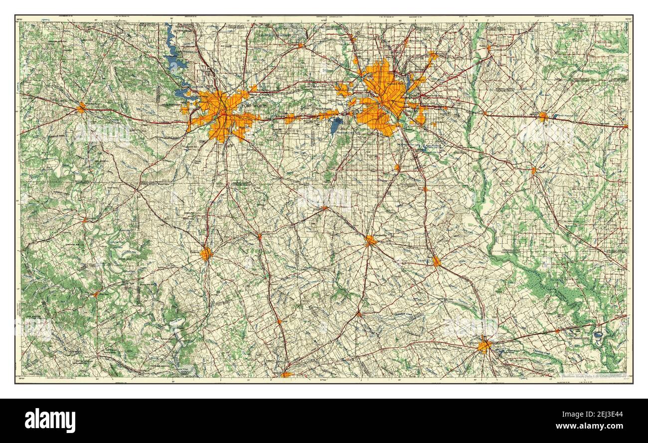 Dallas, Texas, map 1958, 1:250000, United States of America by Timeless ...