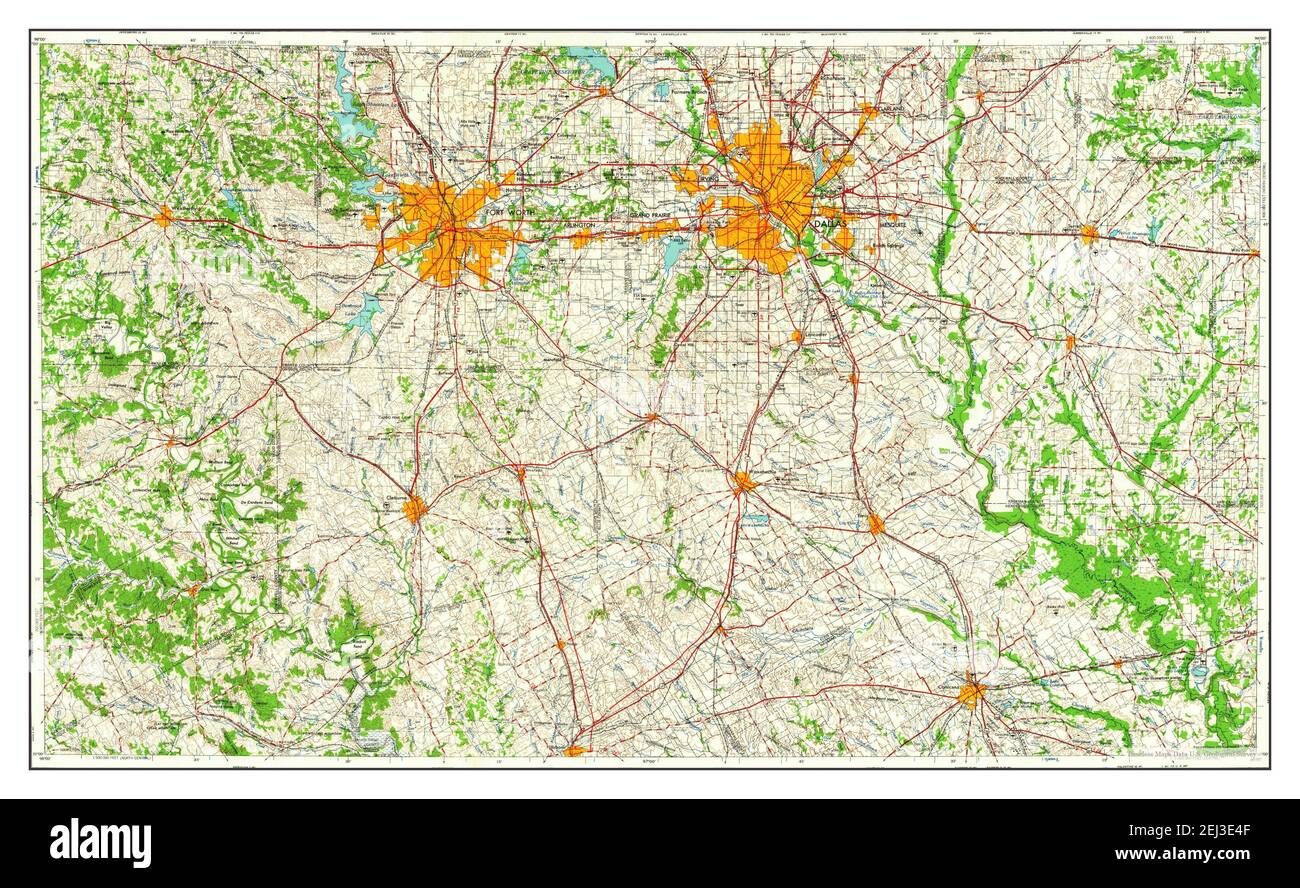 Dallas, Texas, map 1954, 1:250000, United States of America by Timeless ...
