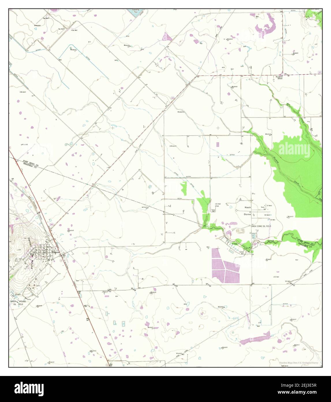 Damon, Texas, map 1953, 1:24000, United States of America by Timeless ...