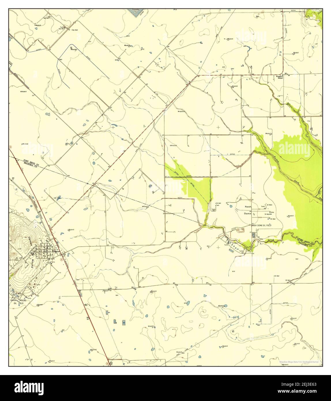 Damon, Texas, map 1953, 1:24000, United States of America by Timeless ...