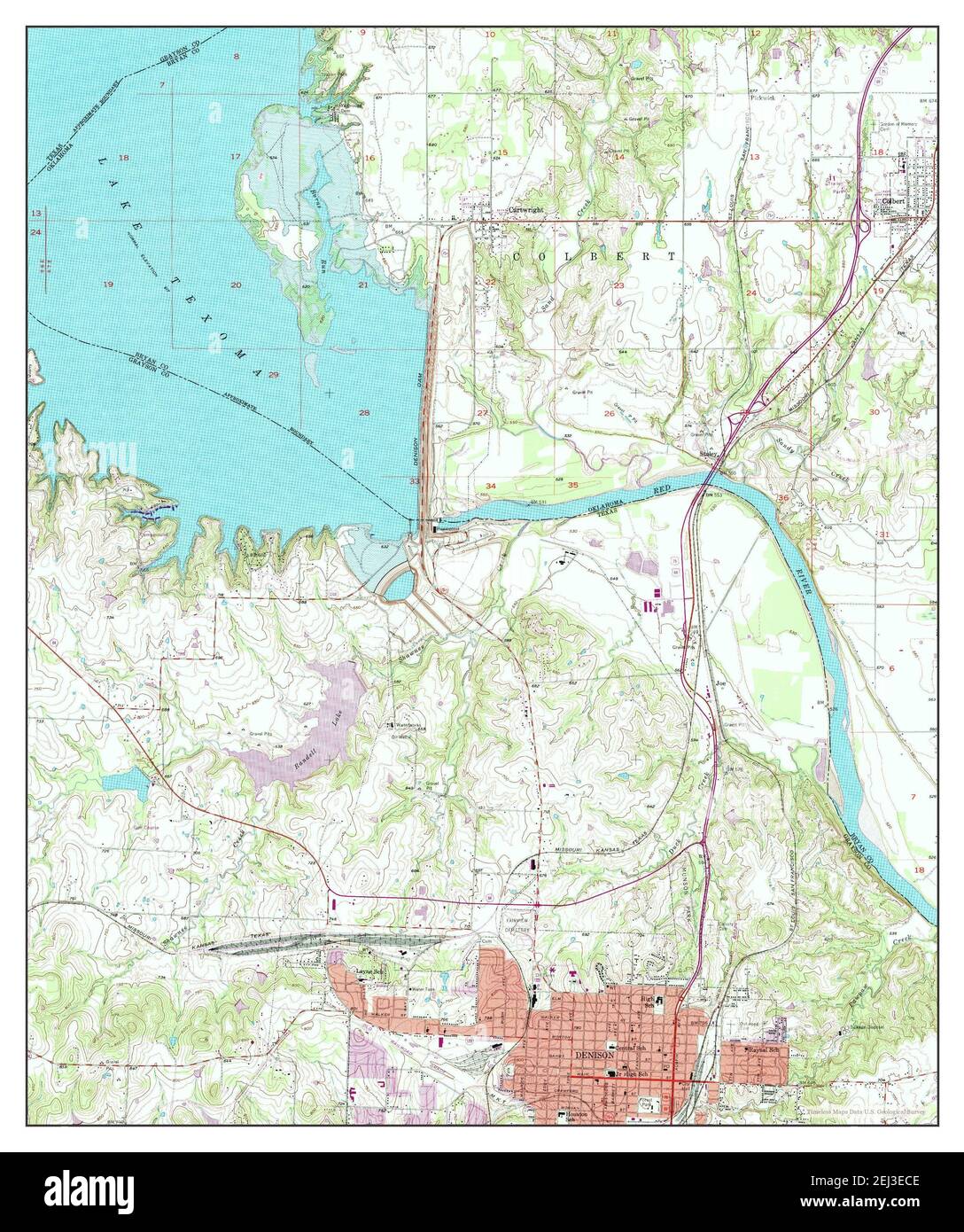 Denison Dam, Texas, map 1957, 1:24000, United States of America by ...