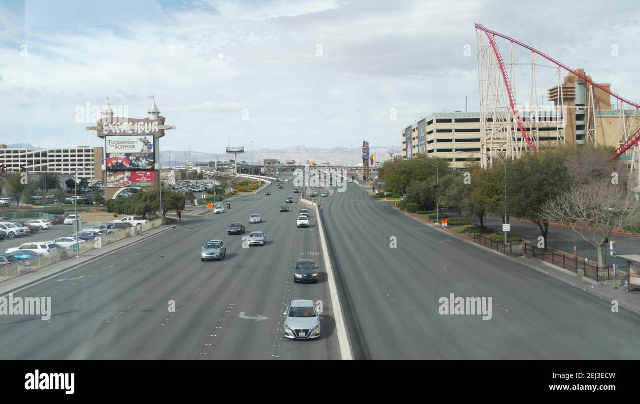 LAS VEGAS, NEVADA USA - 7 MAR 2020: Sin city in Mojave desert from ...