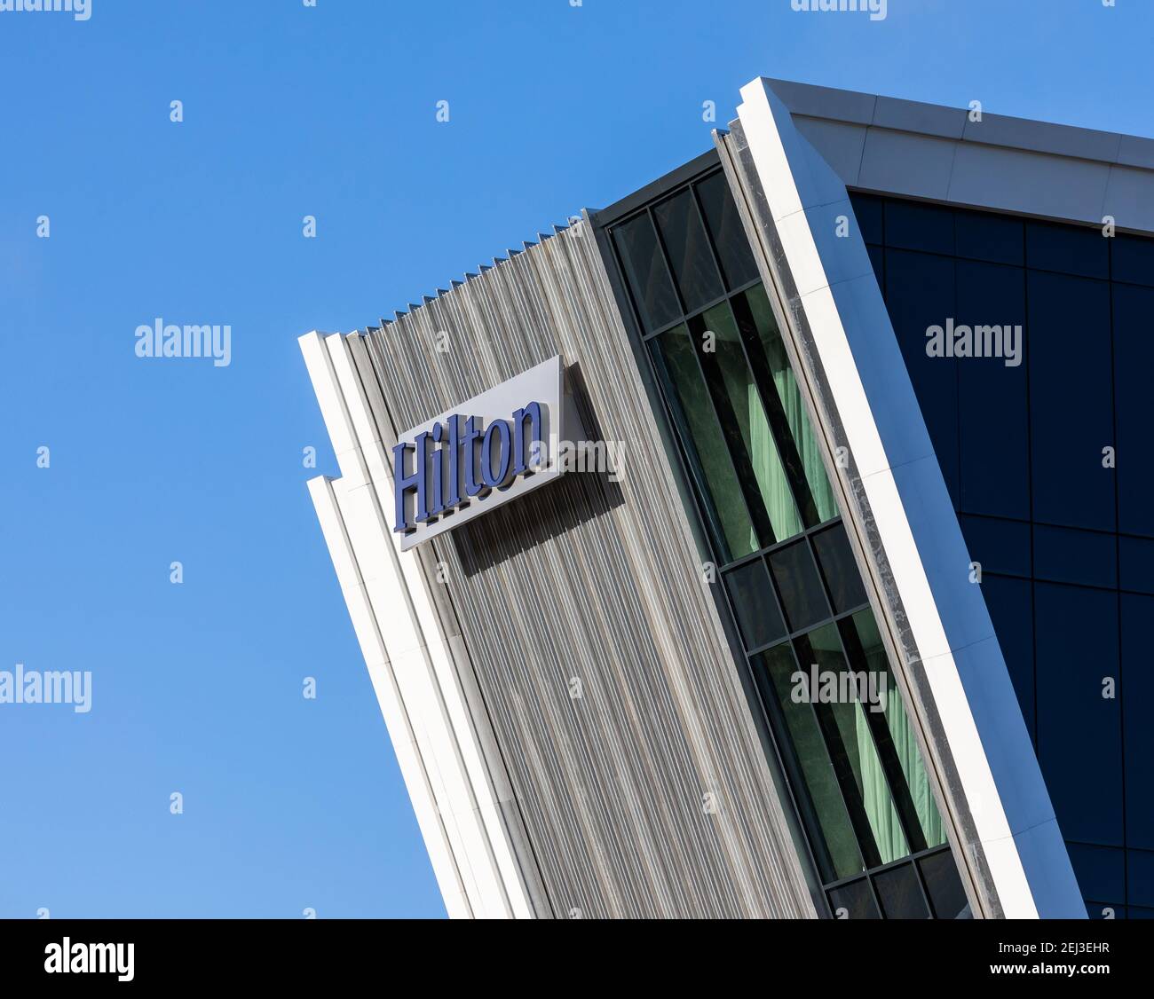 Sign for a modern Hilton Hotel Stock Photo - Alamy