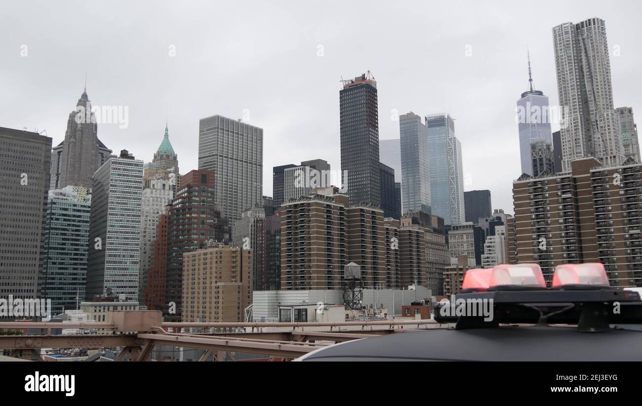 NEW YORK CITY, USA - 12 MAR 2020: Emergency siren glowing, 991 police ...