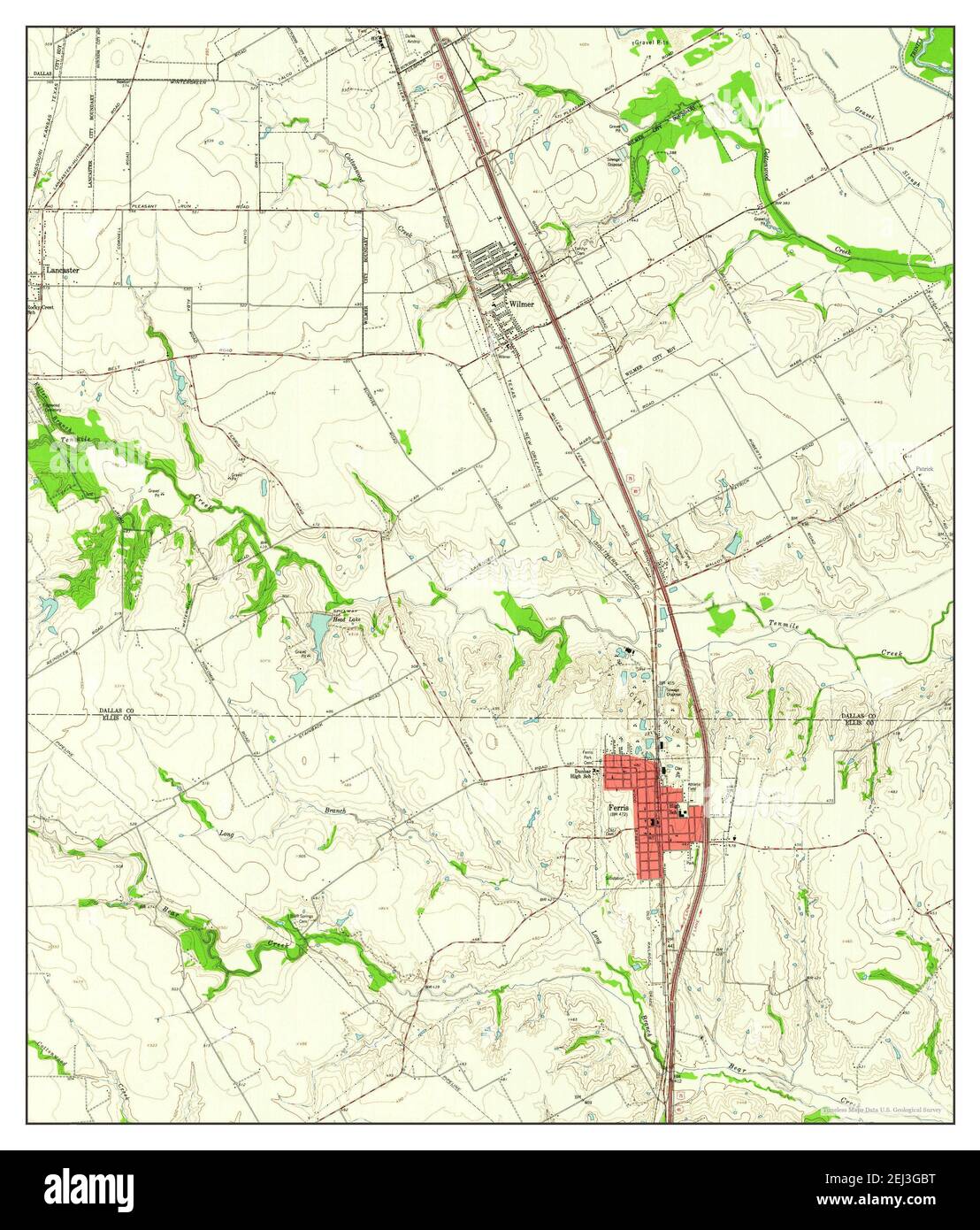 Ferris, Texas, map 1959, 1:24000, United States of America by Timeless ...