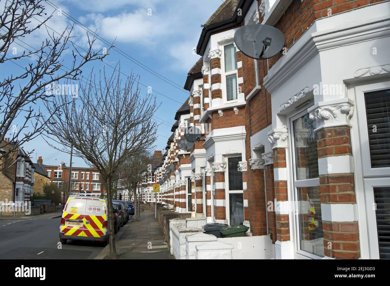 victorian terraced houses in putney, london, england, with decorative ...