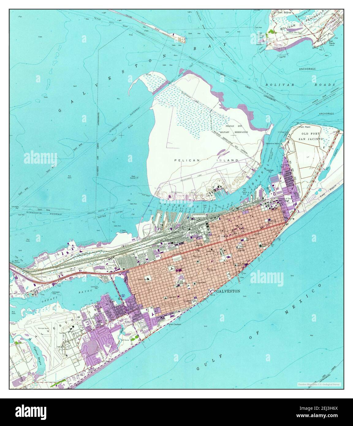 Old map of galveston hi-res stock photography and images - Alamy