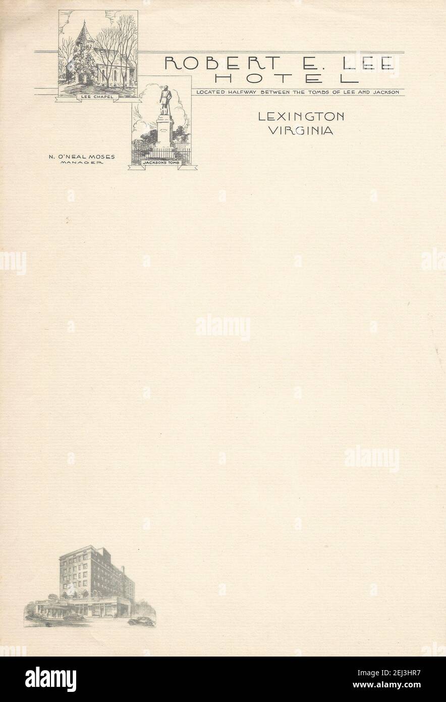 Robert E. Lee hotel vintage Letterhead Stock Photo - Alamy