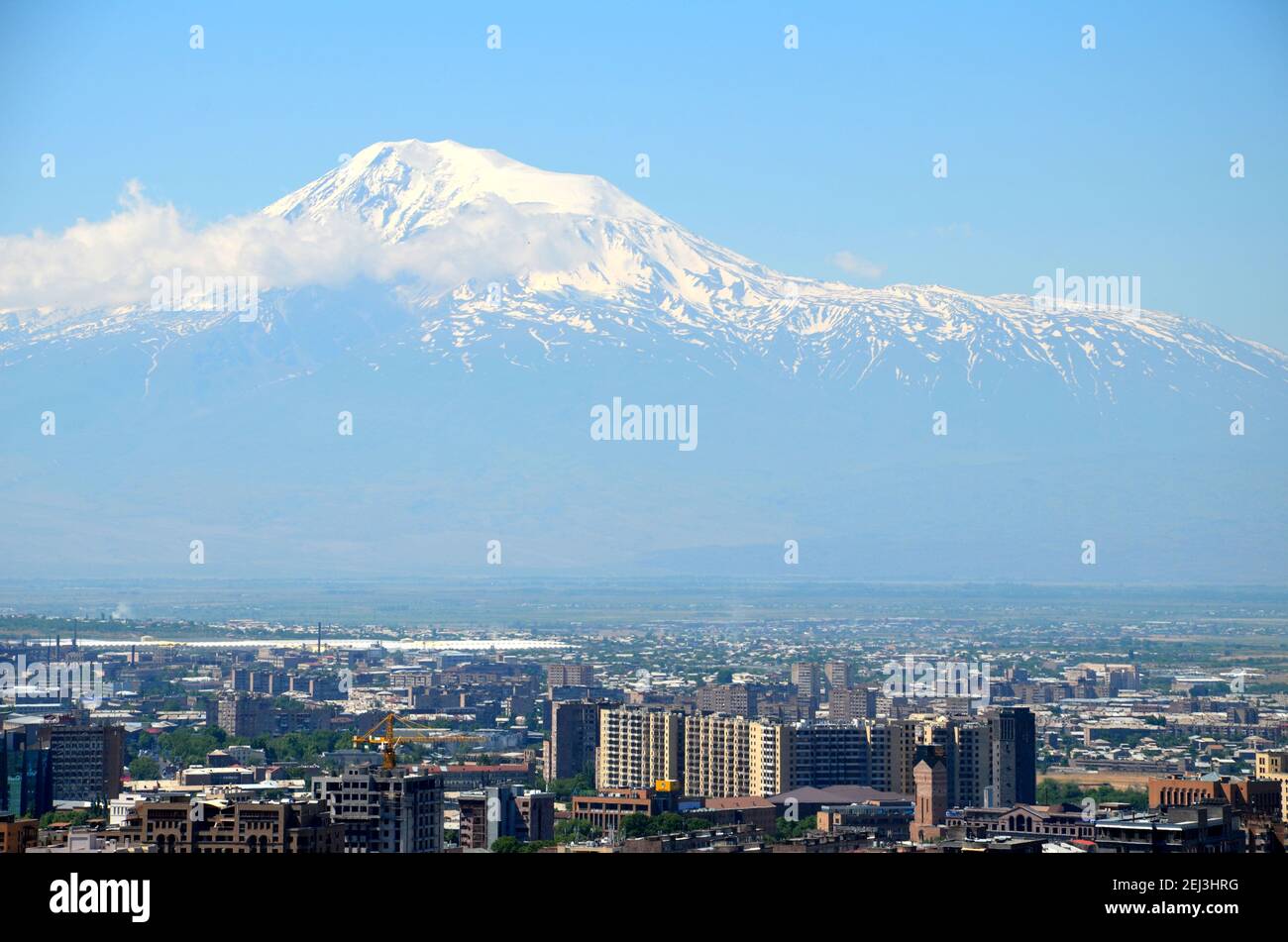 view over the city of Yerevan to Mount Ararat Stock Photo - Alamy